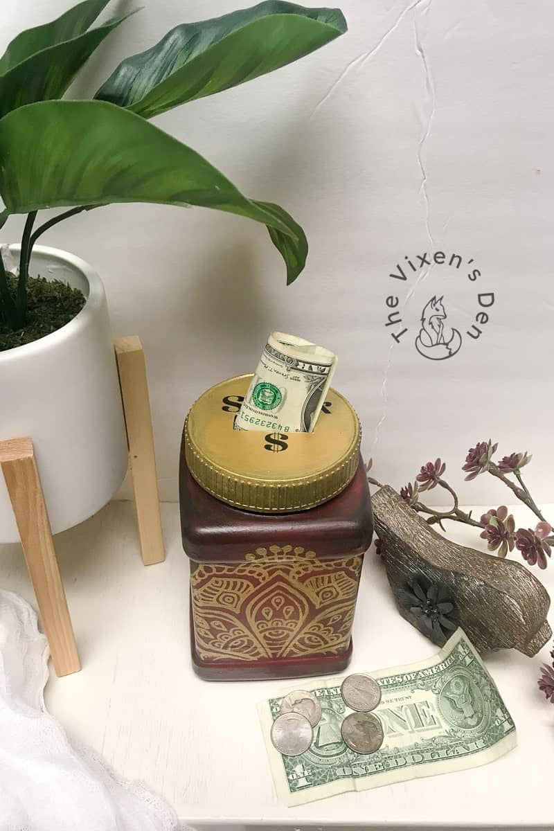 How to Upcycle a Plastic Jar into a Beautiful DIY Coin Bank - The Vixen ...