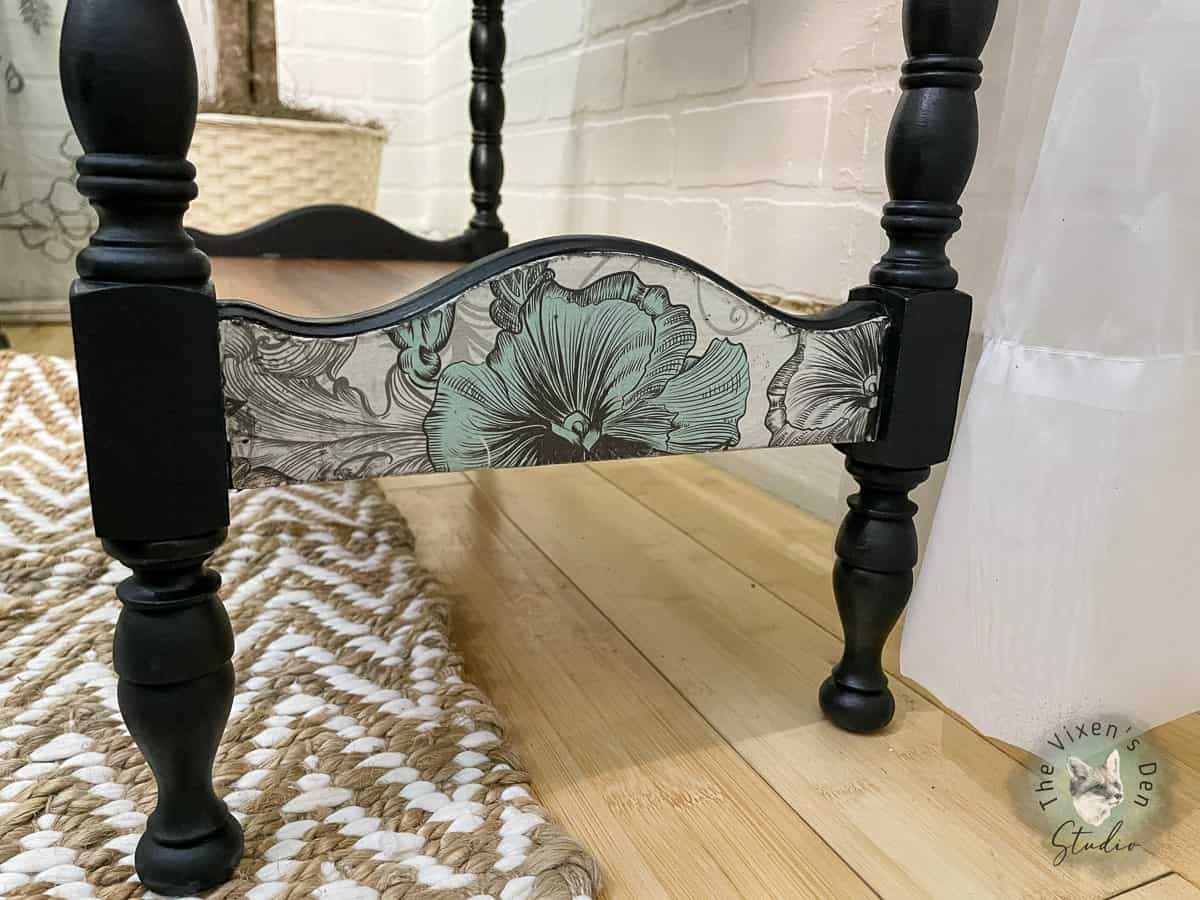 Chalk Painted Wood End Table with Rice Decoupage Paper and Scripture ...