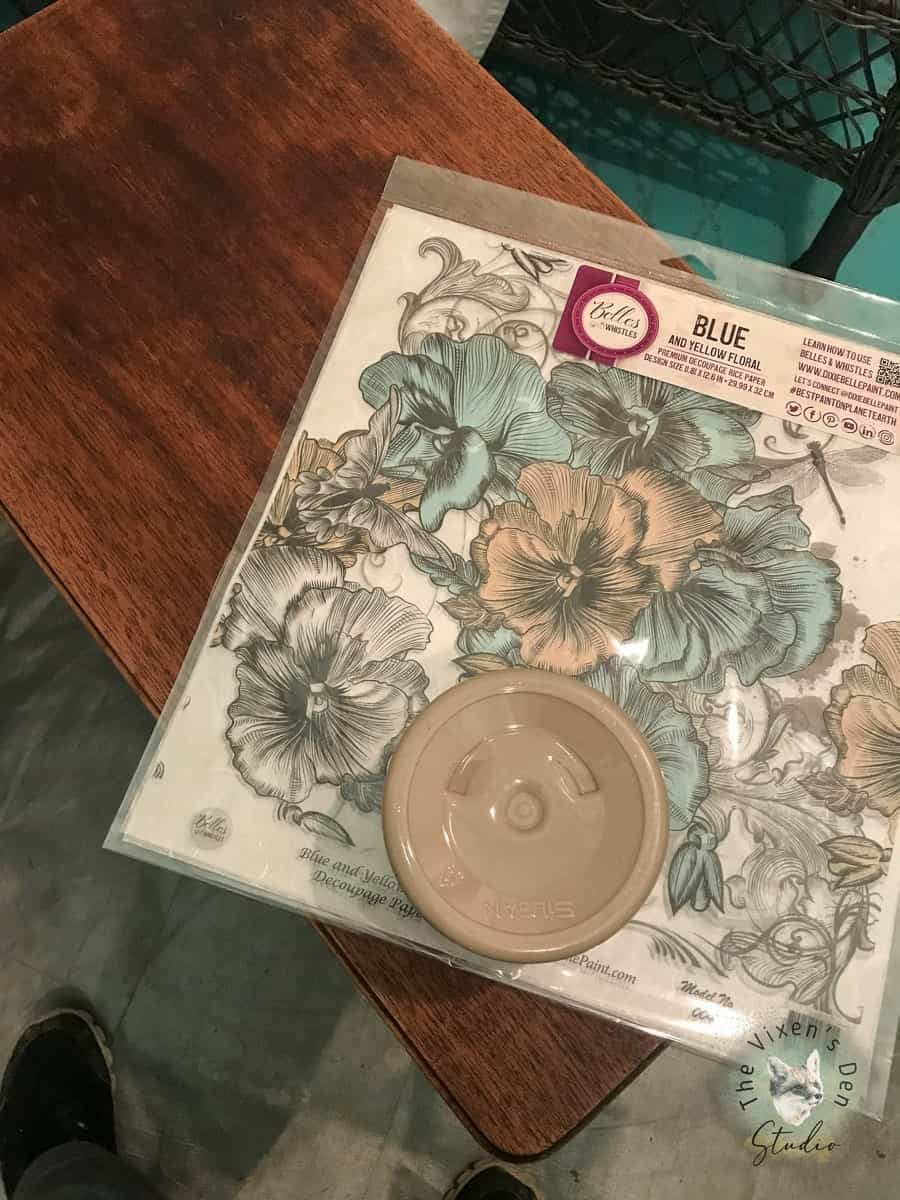 Chalk Painted Wood End Table with Rice Decoupage Paper and Scripture ...